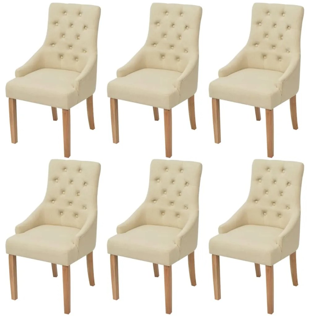 Jídelní židle 6 ks krémové textil 274426