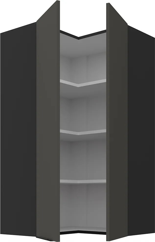 ARIA pe | horní kuchyňská skříňka 60x60 GN-108 2F (90°) rohová s policemi | EXTRA VYSOKÁ | 60x60 cm | černá/šedá grafit
