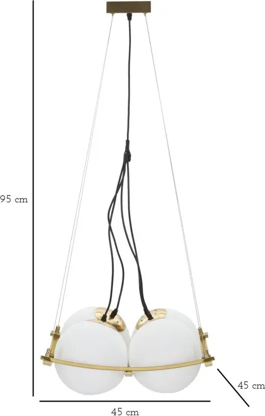 Závěsný lustr Japany 45 cm zlatý/bílý