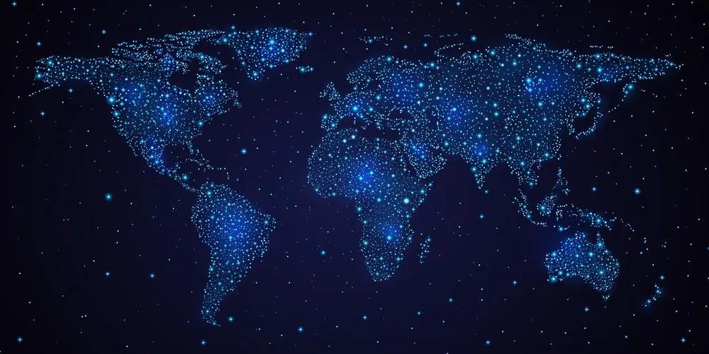 Obraz mapa světa s noční oblohou - 120x60 cm