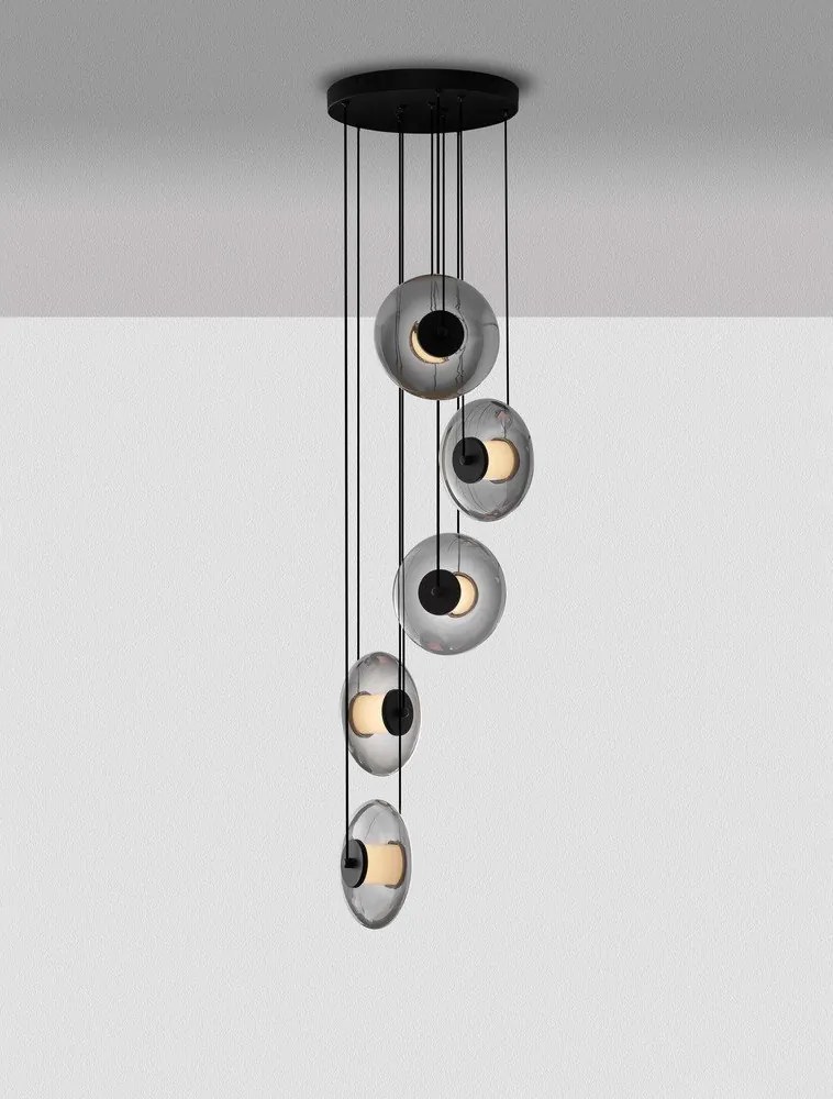 Matně černé skleněné LED stmívatelné závěsné svítidlo ø 40 cm Ballet – Nova Luce