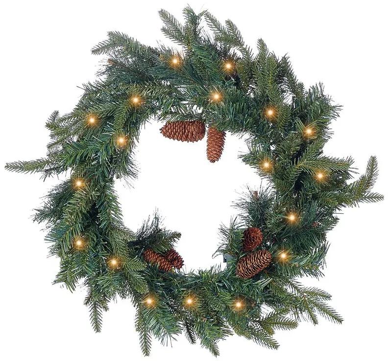 Osvícený vánoční věnec ⌀ 60 cm zelený KAMERUN Beliani