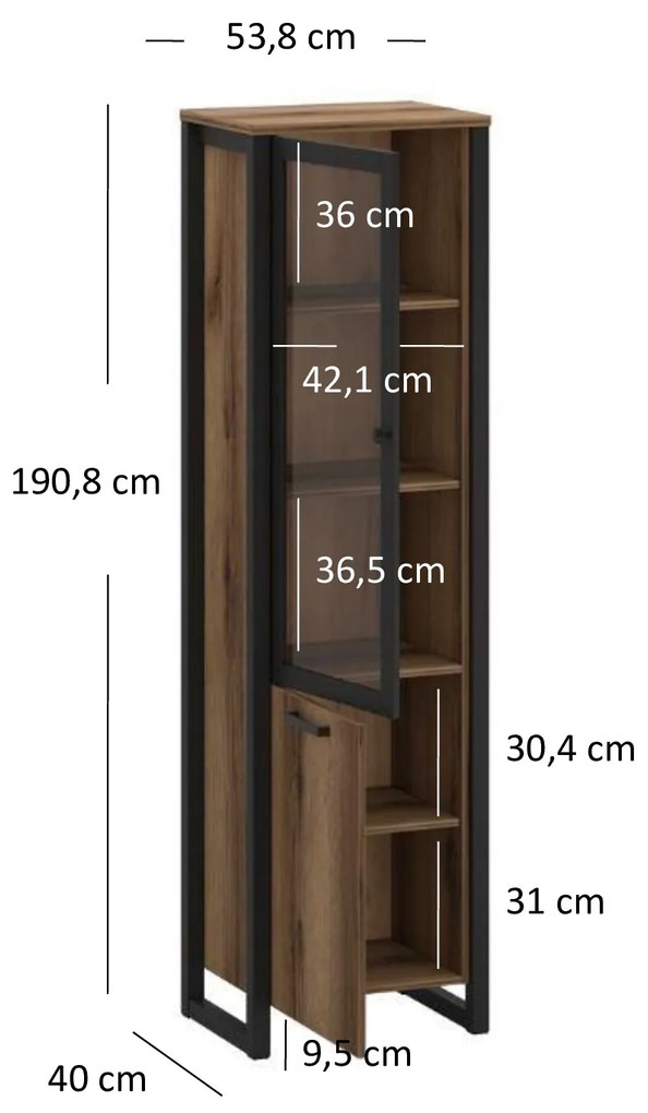 Vitrína Marni 1D1W (dub dělano tmavý). 1053040