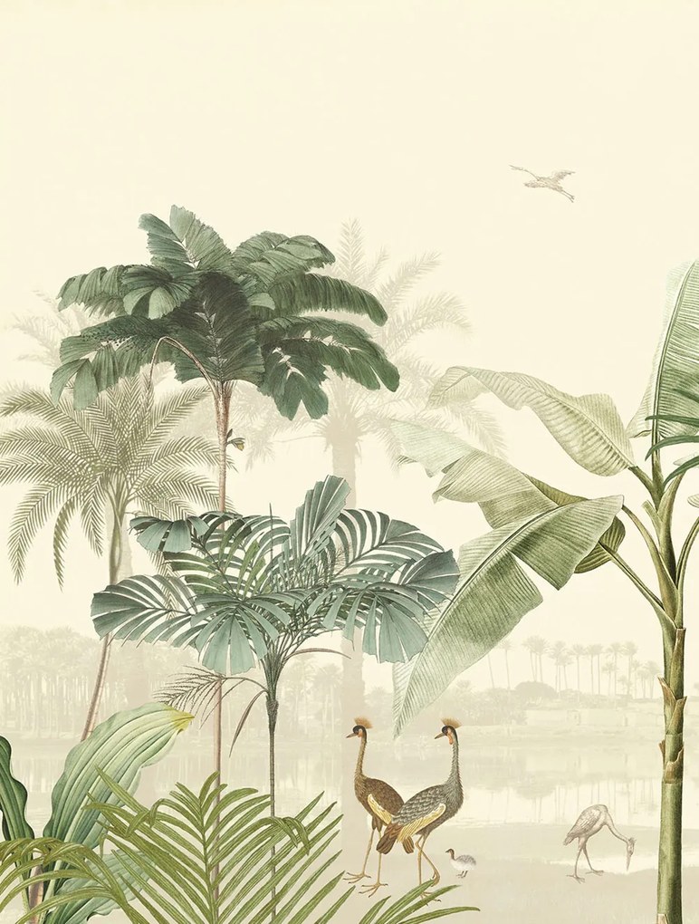 Eijffinger Vliesová obrazová tapeta Oáza, palmy, ptáci 317403 rozměry 2,12 x 2,8 m