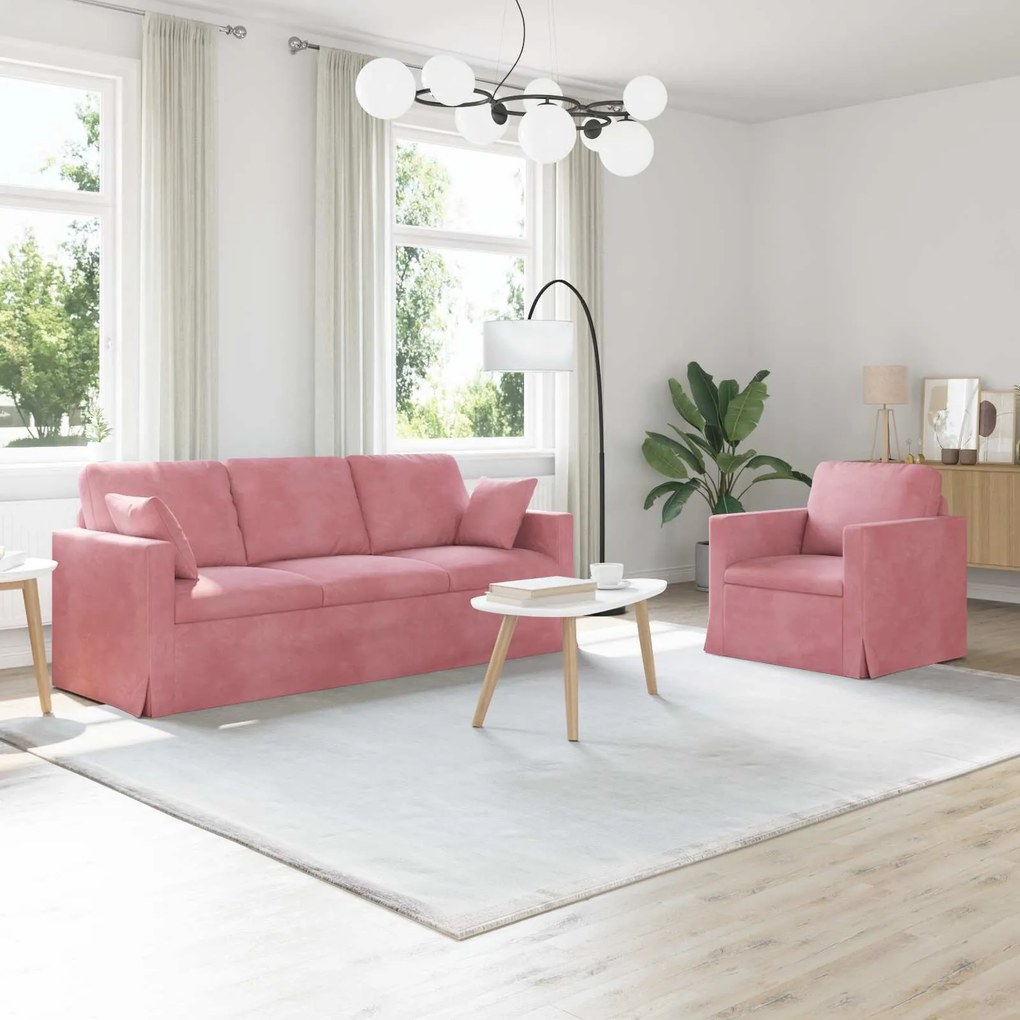 Set pohovek 2 ks Růžová samet 3407599