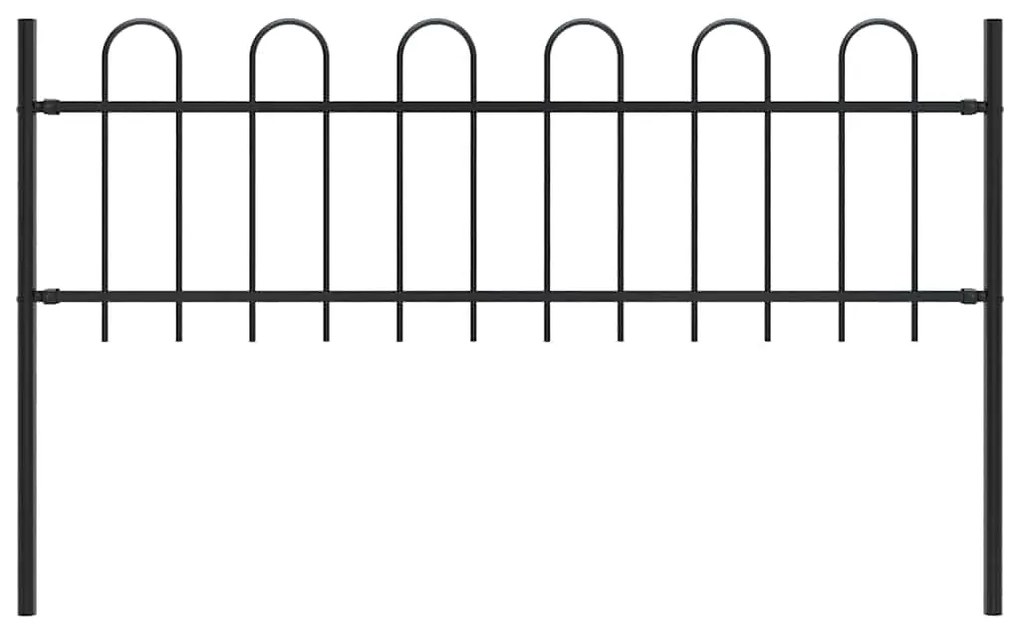 Zahradní plot BOXTEL s obručí nahoře ocelový 170 x 60 cm černý 144928