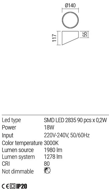 Redo Stropní LED svítidlo Uto, ø14cm Barva: Černá