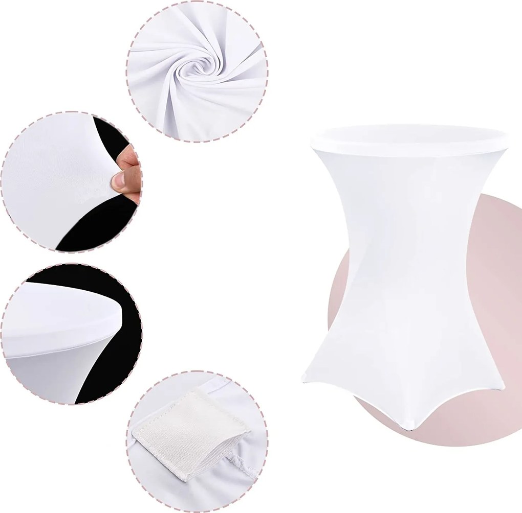 Elastický návlek na koktejlový stolek 80 cm - bílý