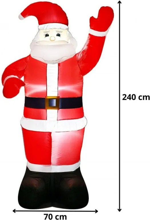 LED nafukovací Santa Claus 240 cm, IP44, studená bílá