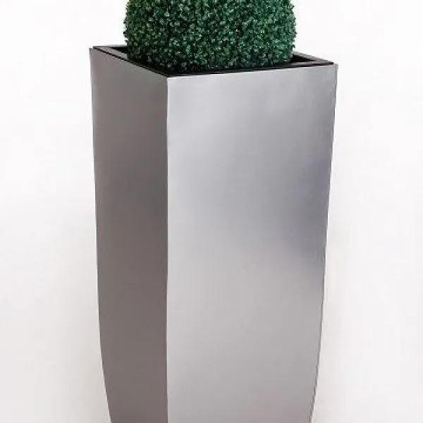 Květináč LINEA 70, pozink, výška 70 cm, stříbrný, vč. zavlaž. systému |  BIANO