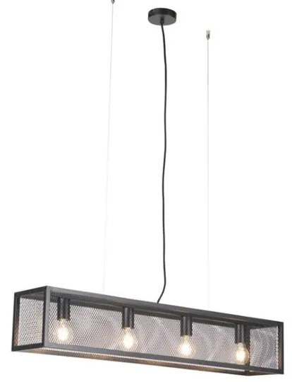 Chytrá průmyslová závěsná lampa černá vč. 4 WiFi A60 - Cage Wire