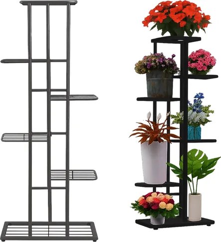 Stojan na květiny Ruhhy - 106 cm - 6 polic - černý