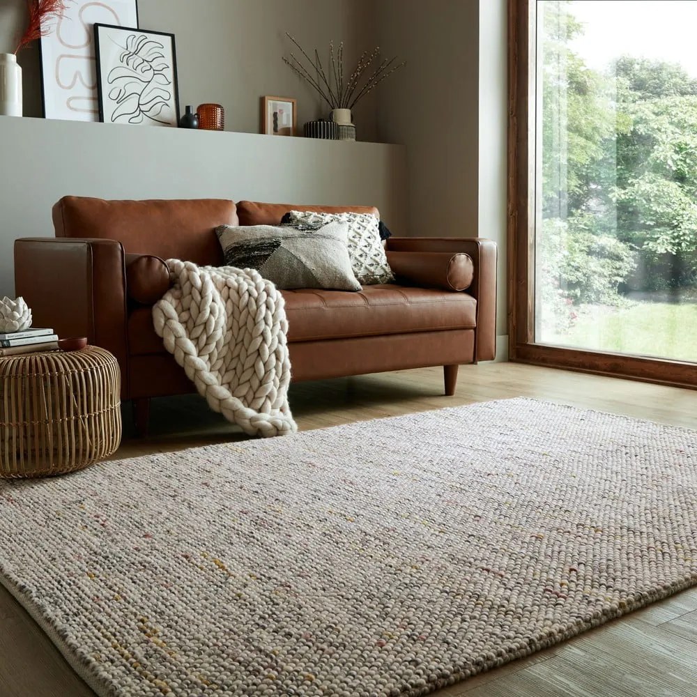 Krémový ručně tkaný koberec s příměsí vlny 80x150 cm Minerals – Flair Rugs