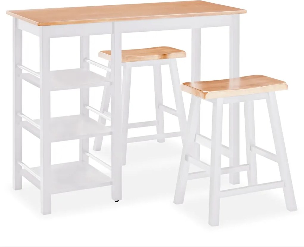3dílný barový set MDF bílý 245364