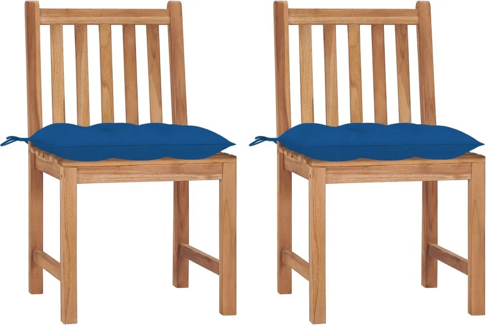 Zahradní židle 2 ks s poduškami masivní teak 3062941