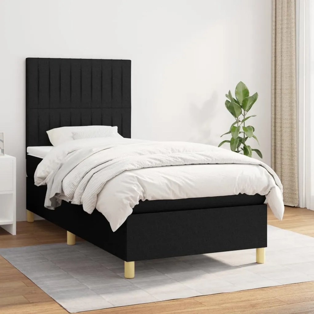 Box spring postel s matrací černá 80 x 200 cm textil 3142451