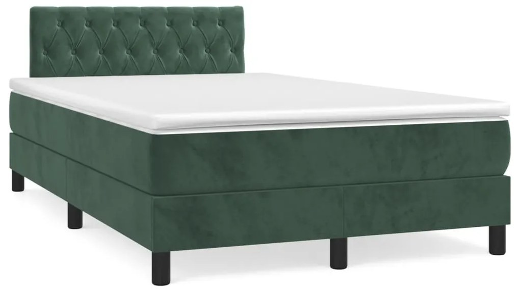 Box spring postel s matrací tmavě zelená 120x190 cm samet