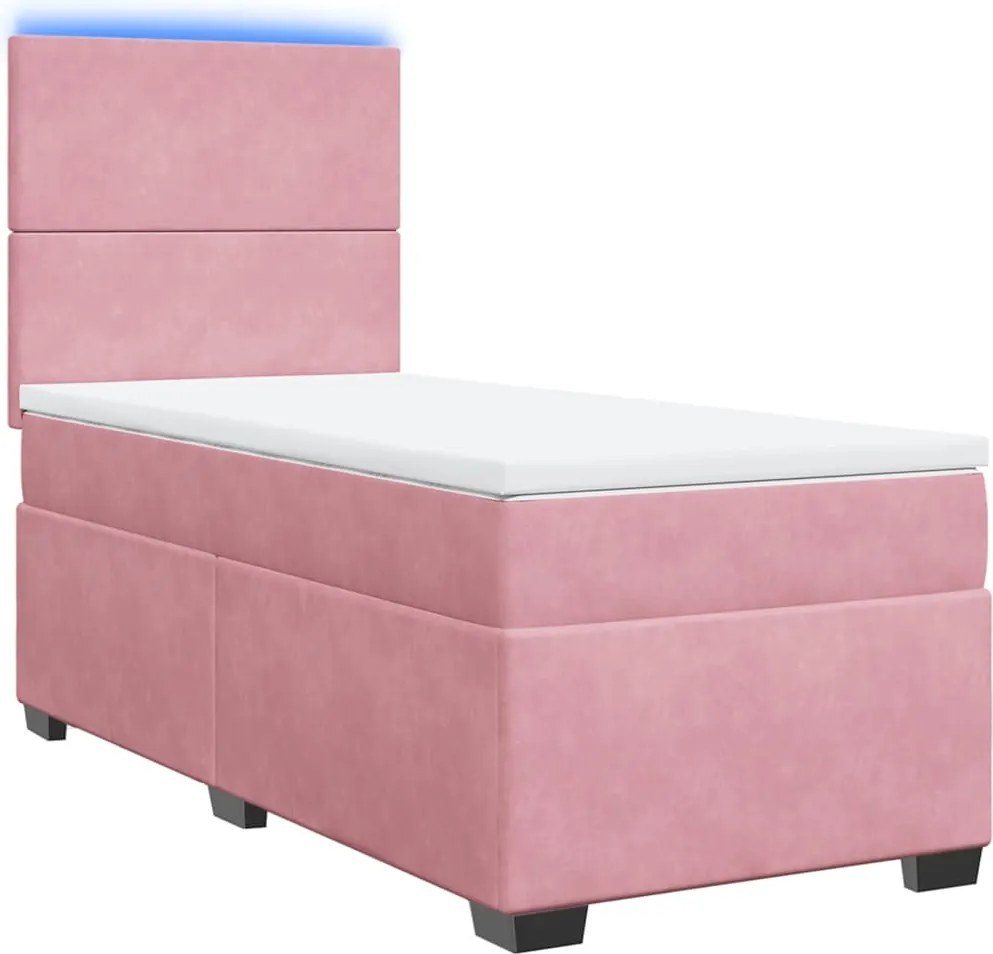 Box spring postel s matrací růžová 100x200 cm samet 3293133