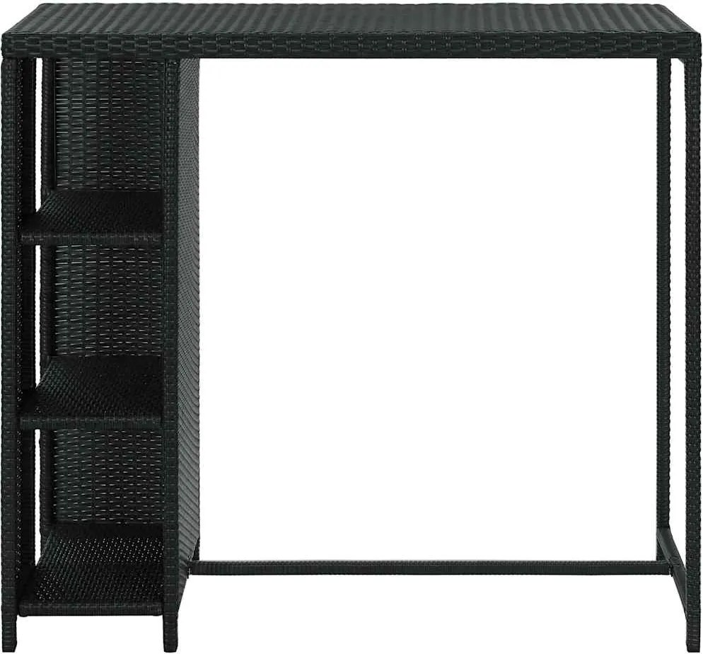 Barový stolek s úložným regálem černý 120x60x110 cm polyratan 313476