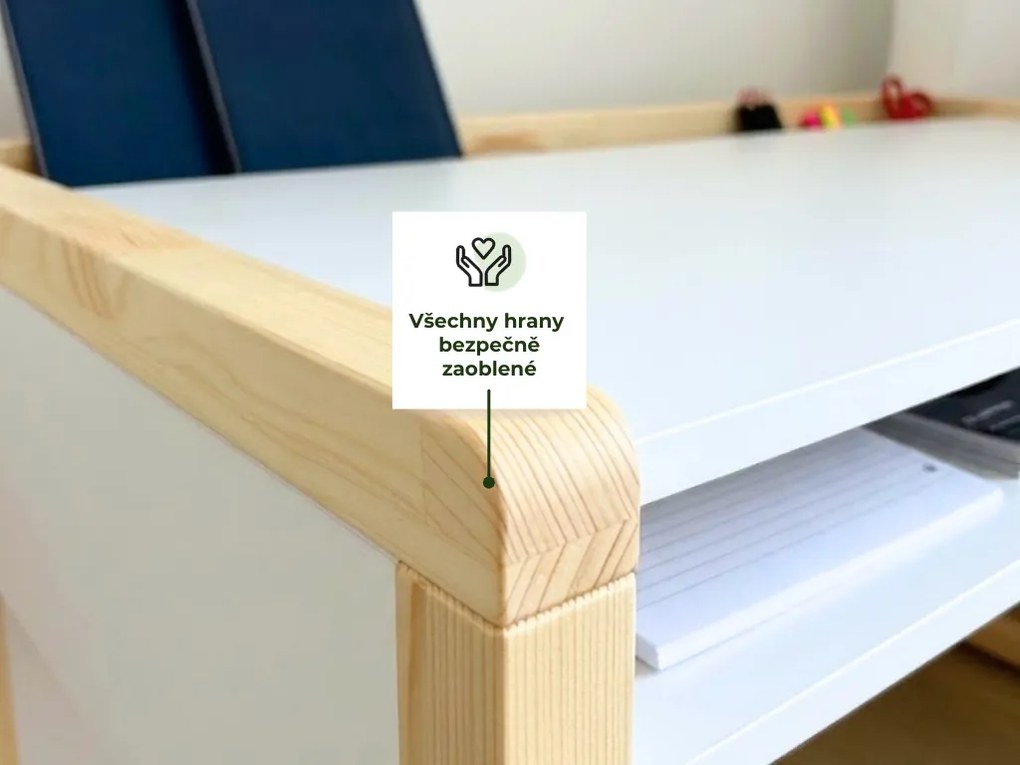 Benlemi Montessori psací stůl STOLLY s odkládací plochou a pastelkovníkem Zvolte barvu: Kašmírová