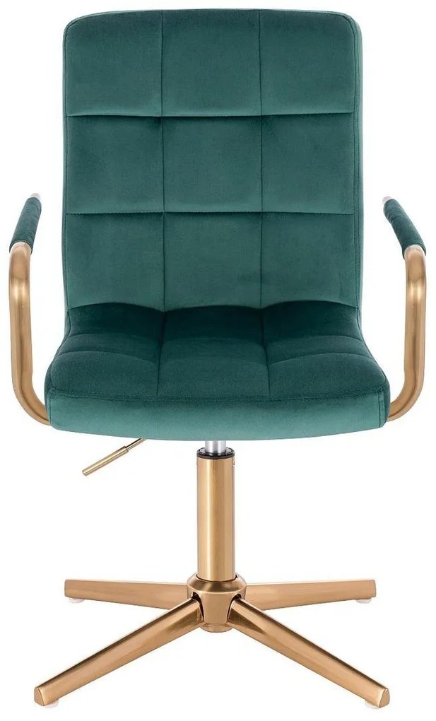 LuxuryForm DESIGN Otočná židle VERONA GOLD VELUR na zlatém kříži - zelená