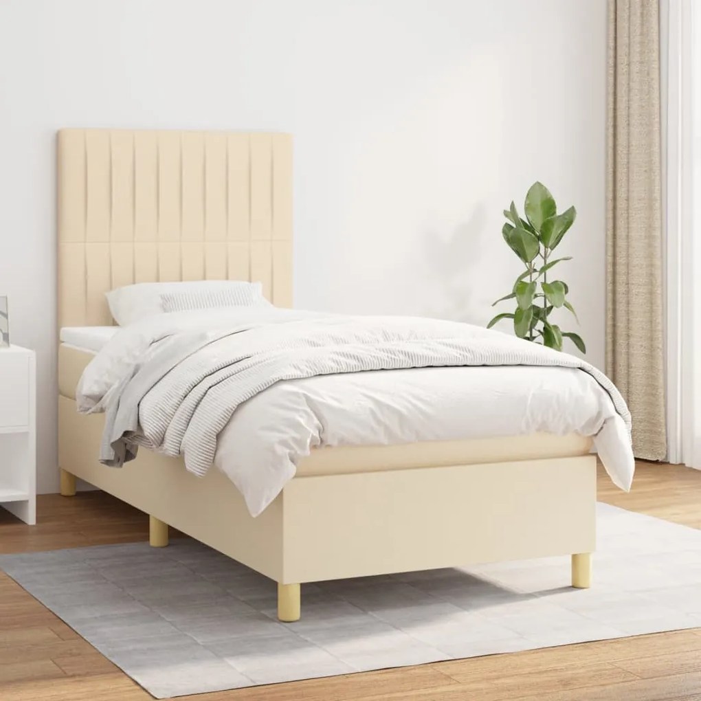 Box spring postel s matrací krémová 120x200 cm textil