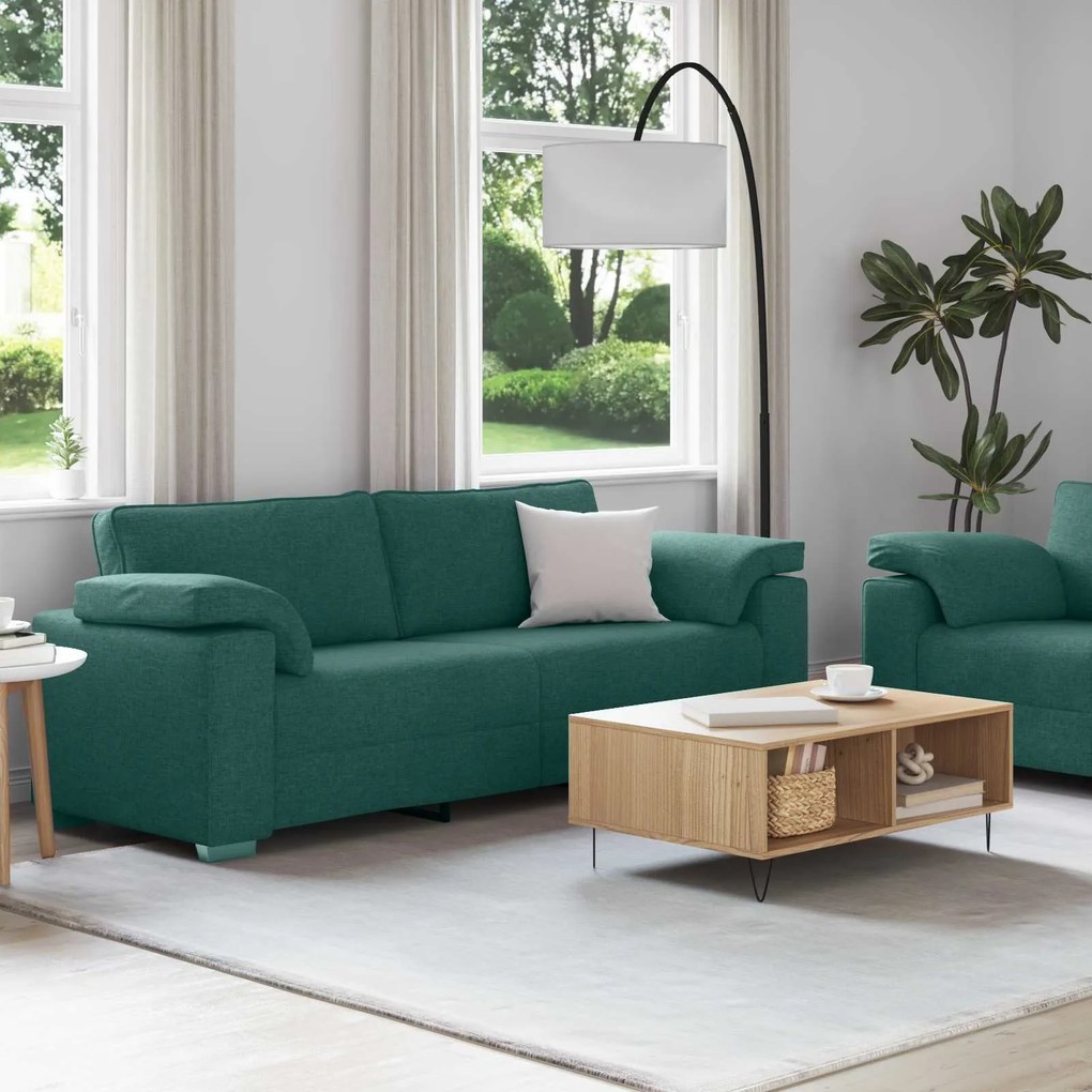 Pohovka 2 ks Tmavě zelená textil 3324745