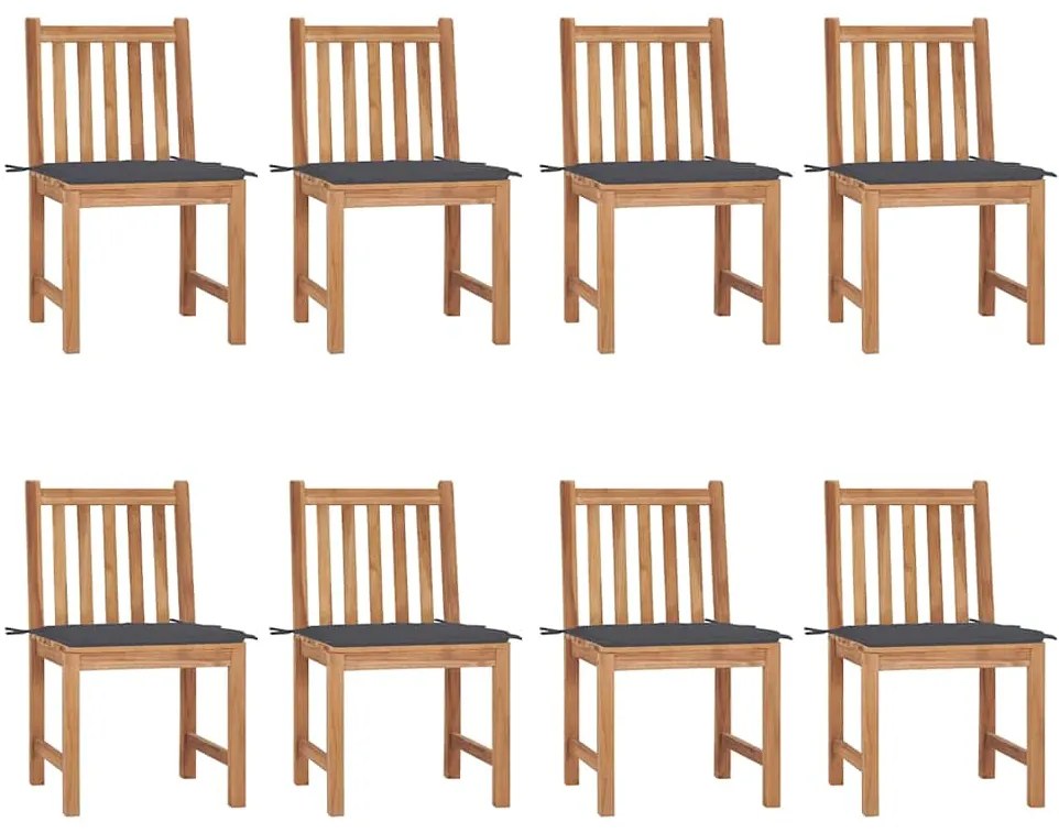 Zahradní židle s poduškami 8 ks masivní teak 3073142
