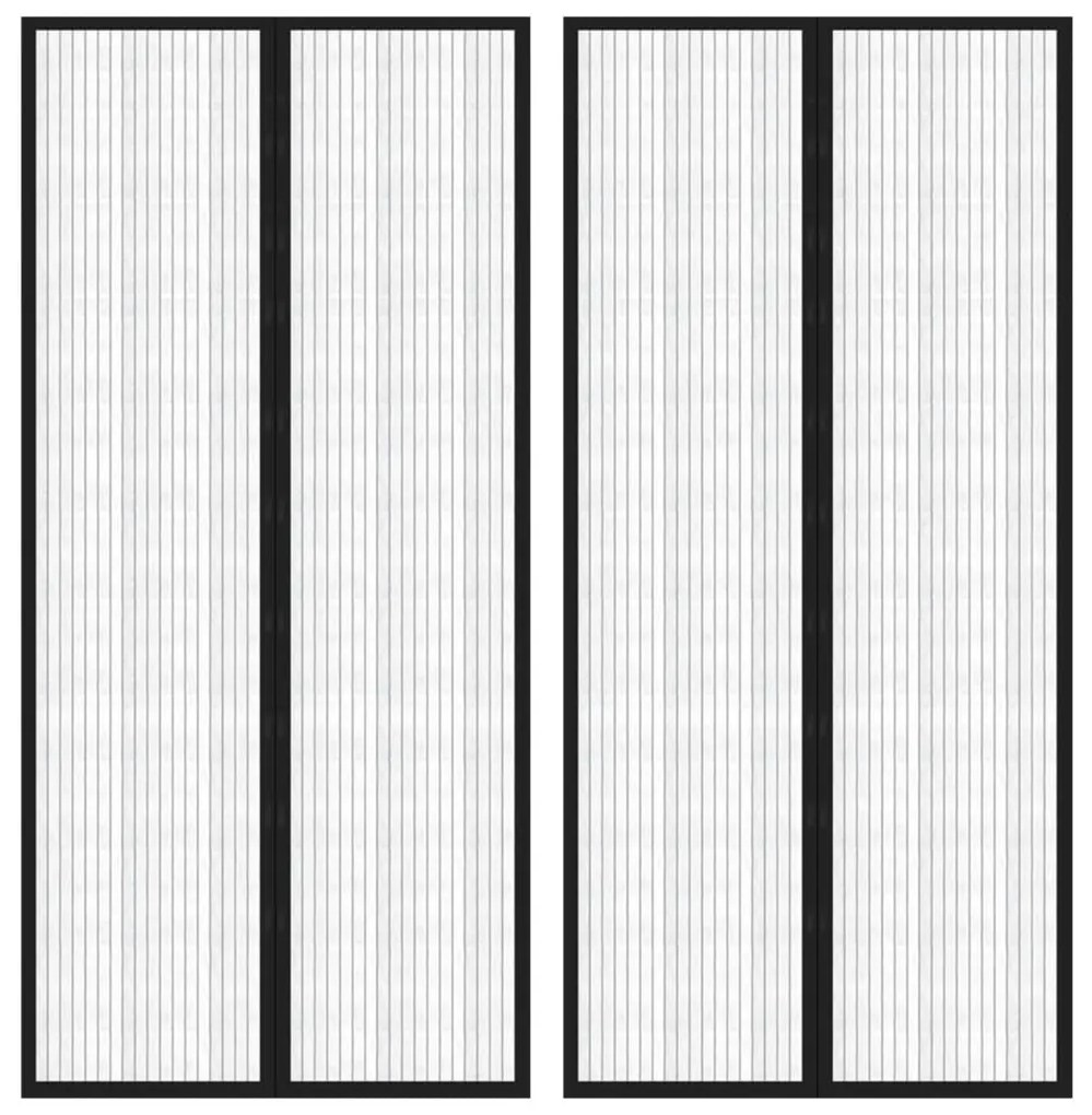Závěsy do dveří proti hmyzu 2 ks s magnety černé 220 x 110 cm 314688