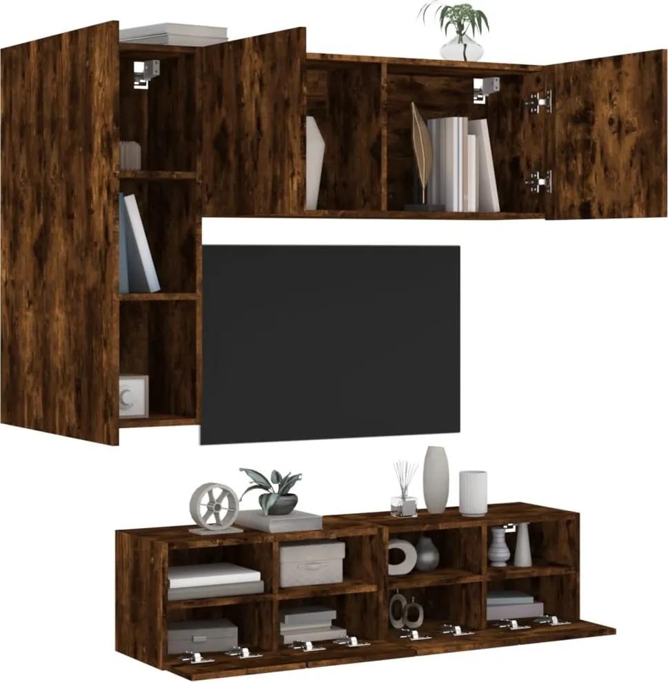 vidaXL 4dílná obývací stěna kompozitní dřevo [3216538] Barva: hnědý dub