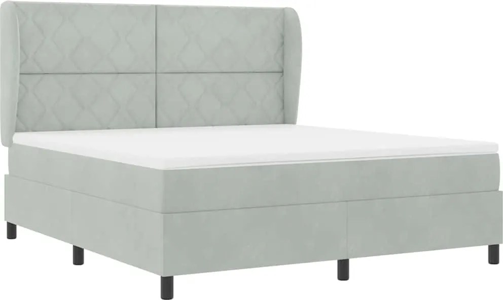 Postel s boxspringem s čelo Světle šedá 200 x 180 cm samet 3340994