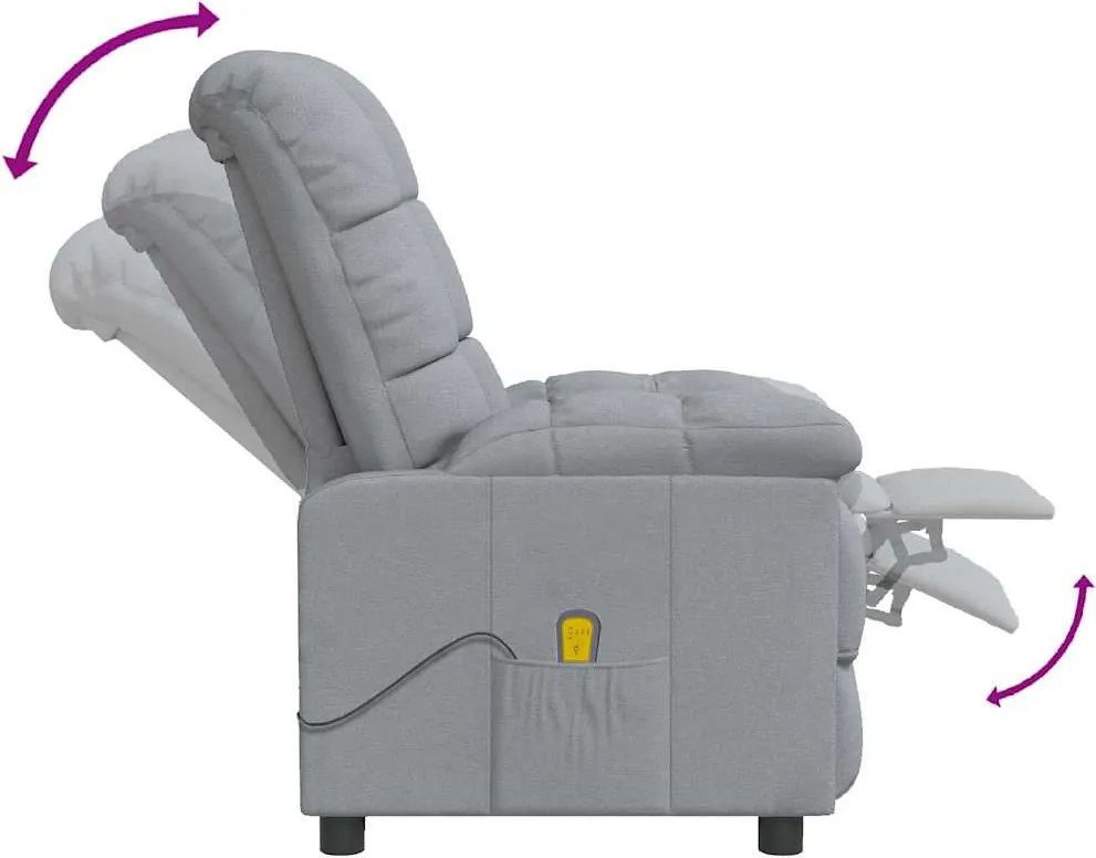 Masážní křeslo světle šedé textil 289806