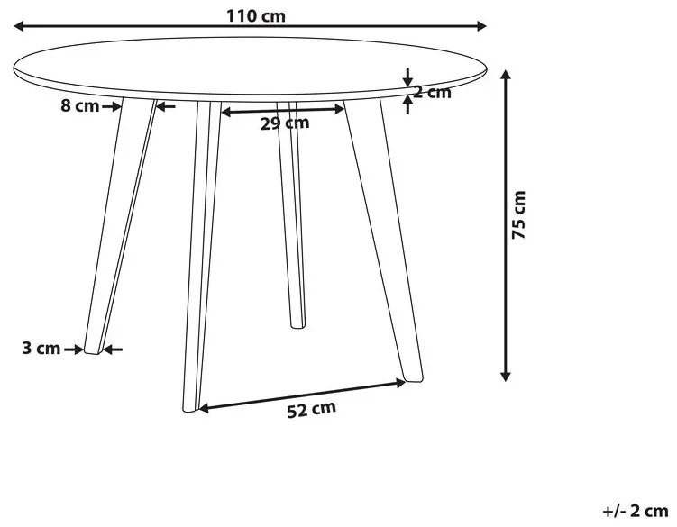 Jídelní stůl mramorový vzhled 110 cm MOSBY Beliani