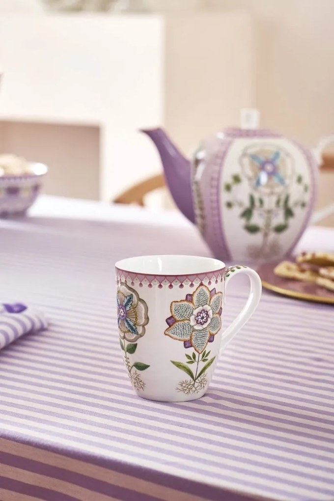 Pip Studio Lily & Lotus sada 2 hrnků 350ml, lila (sada 2 hrnků v dárkovém balení)