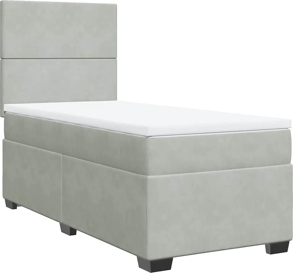 Box spring postel s matrací světle šedá 90x200 cm samet 3293104