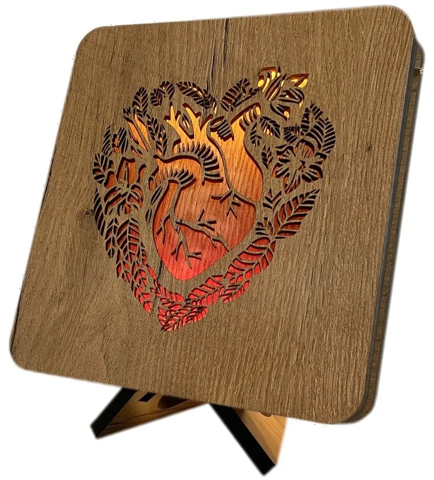"Srdce" lampa 19x19cm provedení povrchu: ořech