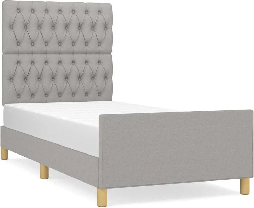 Rám postele bez matrace světle šedý 90 x 200 cm textil 3125268