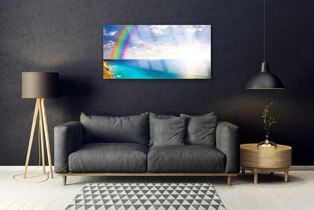 Obraz na skle Duha u Moře Krajina 120x60 cm