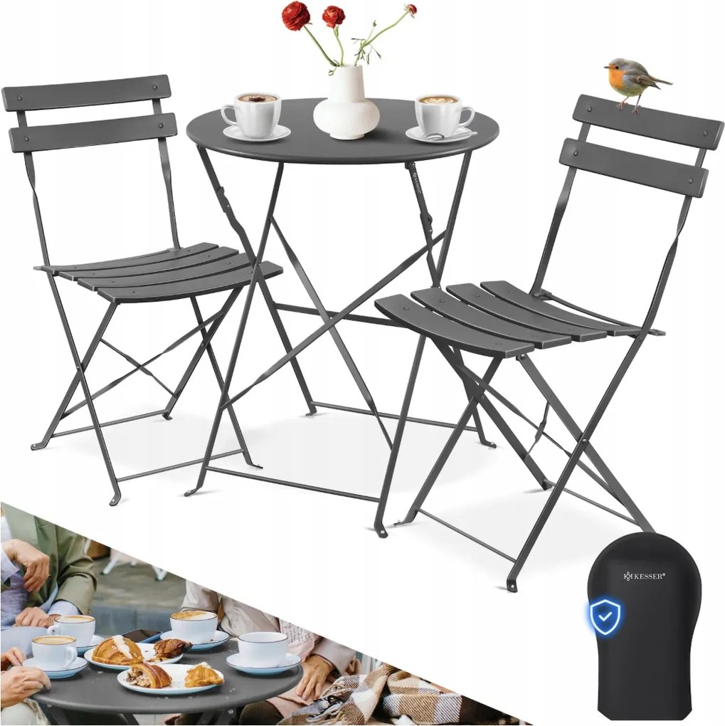 Bistro set Kesser 3 ks skládací stůl 2 židle, ocel, do 140 kg