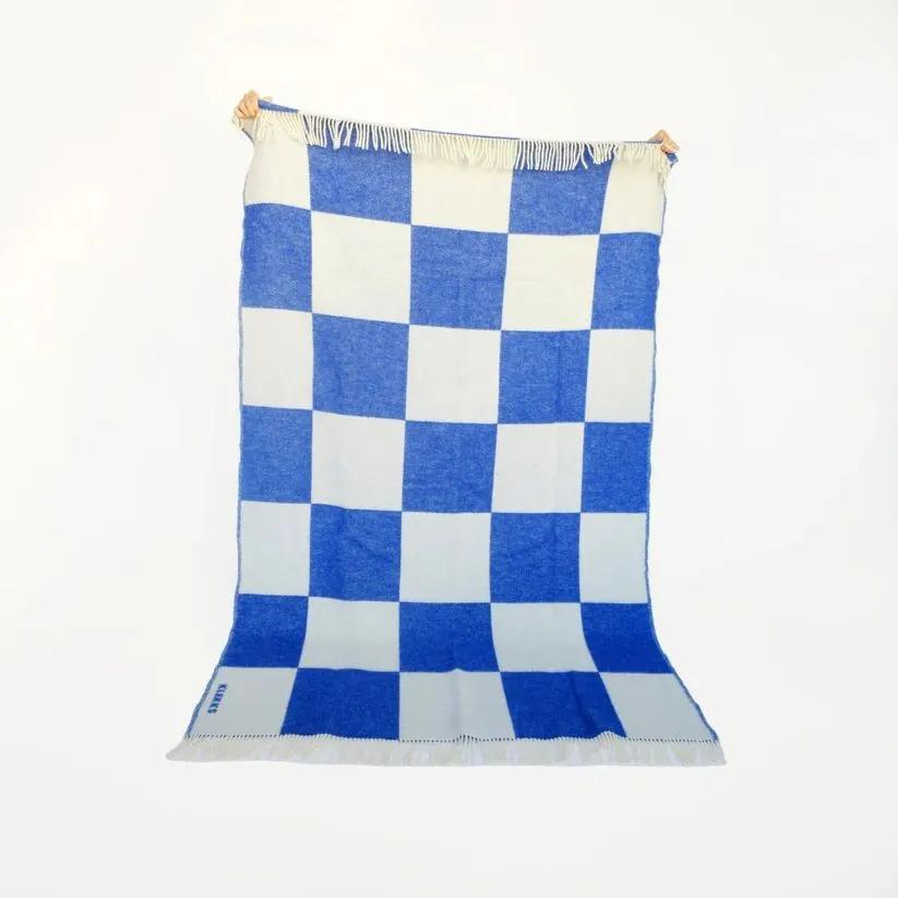 KLEKKS Vlněný pléd Klekks No. 2 (130 x 200 cm), modrá barva, textil