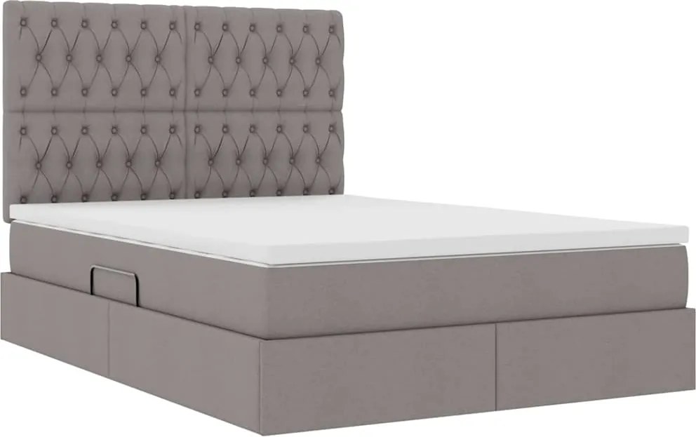 Postel s úložným prostorem a matrací Taupe 140 x 200 cm textil 3371850