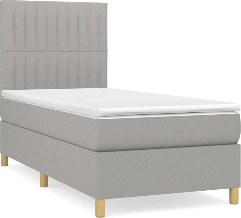 Box spring postel s matrací světle šedá 90x190 cm textil 3142457