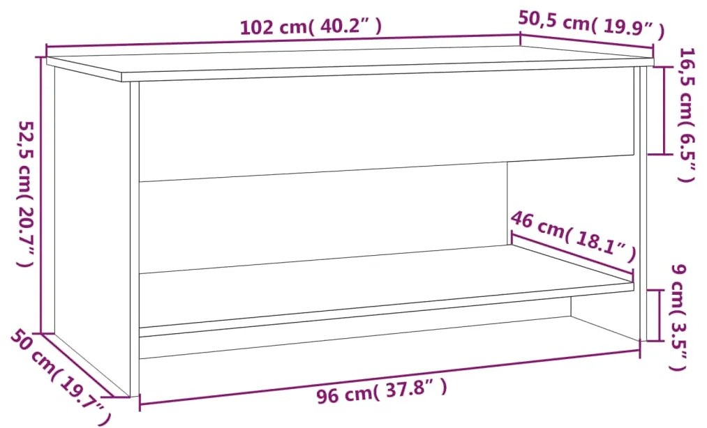 Konferenční stolek bílý 102 x 50 x 52,5 cm kompozitní dřevo - Default Title