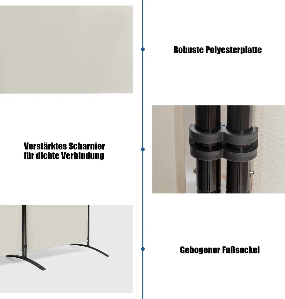 Costway 3 panelová dělicí příčka s nastavitelnými podložkami a pevnými panty