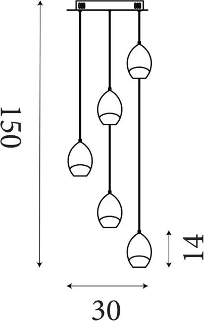 Searchlight 11141-5LT Stmívatelný LED lustr SEEDS oválná CHAMPAGNE skla