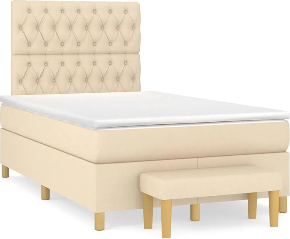 Box spring postel s matrací krémová 120x190 cm textil 3270430