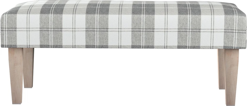 Dlouhá lavička 100x40cm barva šedá látka pletený vzor, vzorované
