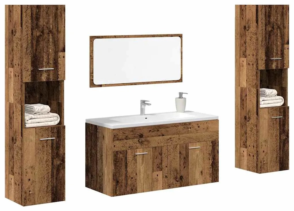 4dílná koupelnová sestava old wood kompozitní dřevo 3328595