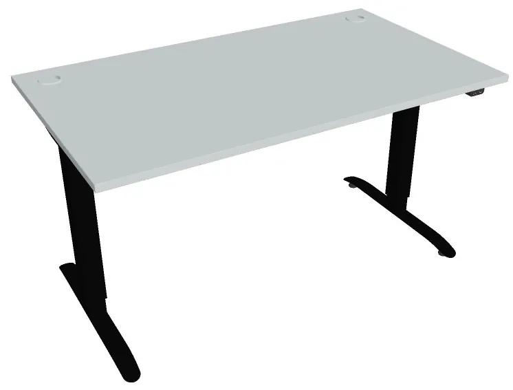 Elektr. nastavitelný stůl 140x80 - HOBIS MOTION  MS 2 1400 Dekor stolové desky: šedá, Barva kovové podnože: černá