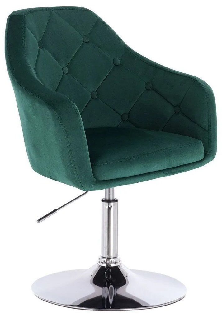 LuxuryForm DESIGN Otočné křeslo ANDORA VELUR na stříbrném talíři - zelené